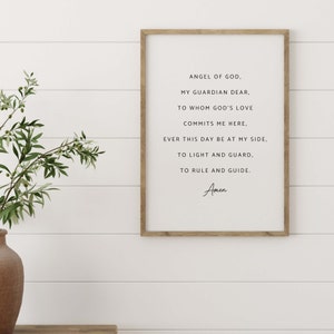 Angel of God My Guardian Dear Prayer Wall Art Print, Guardian Angel ...