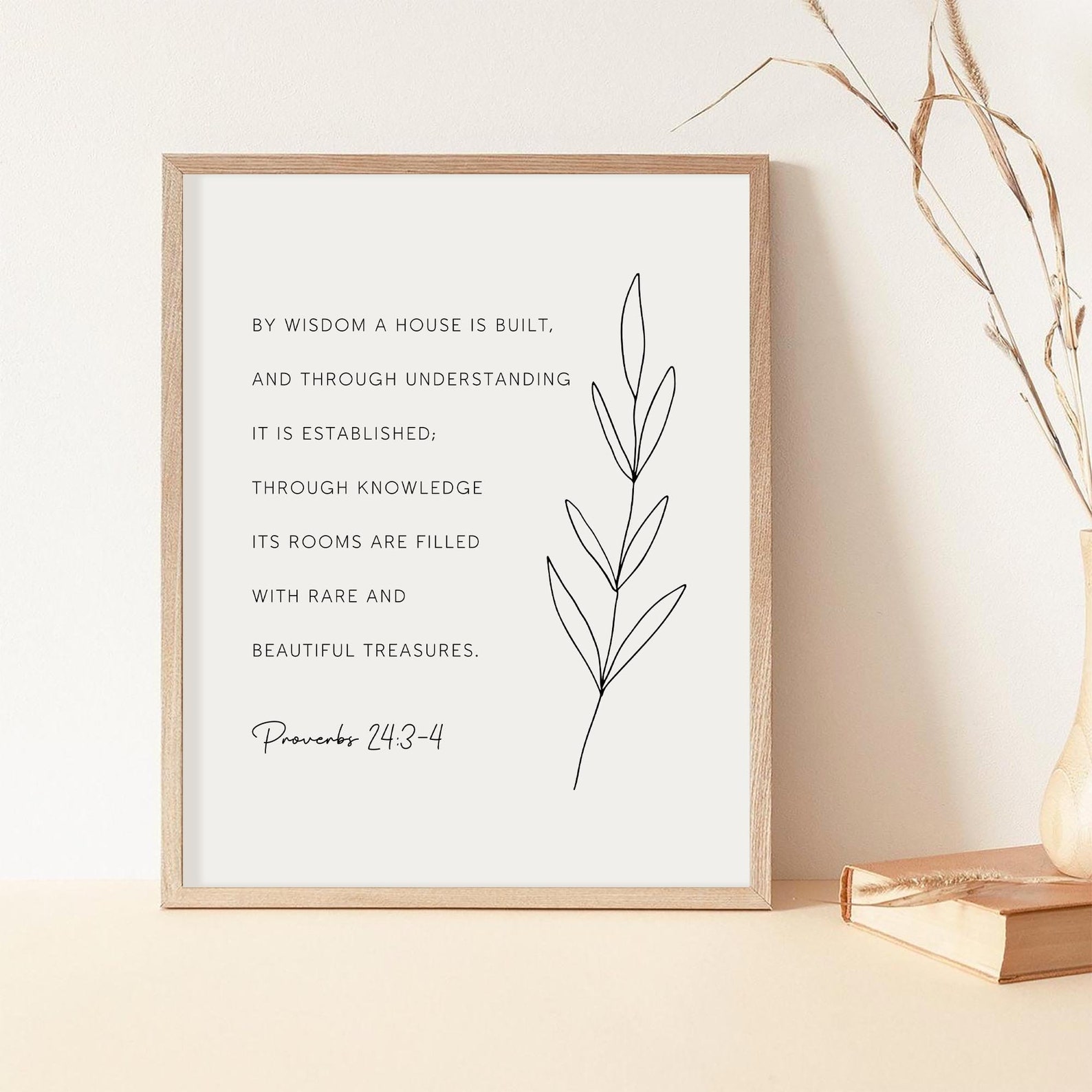Proverbs 24:3-4 Bible Verse Wall Art Print Botanical | Etsy