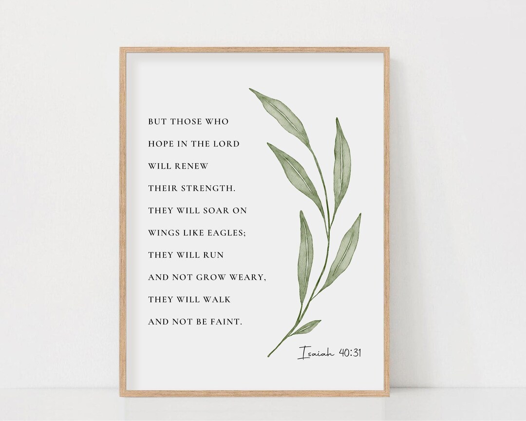 Isaiah 40:31 Bible Verse Art Print Watercolor Botanical Scripture Wall ...
