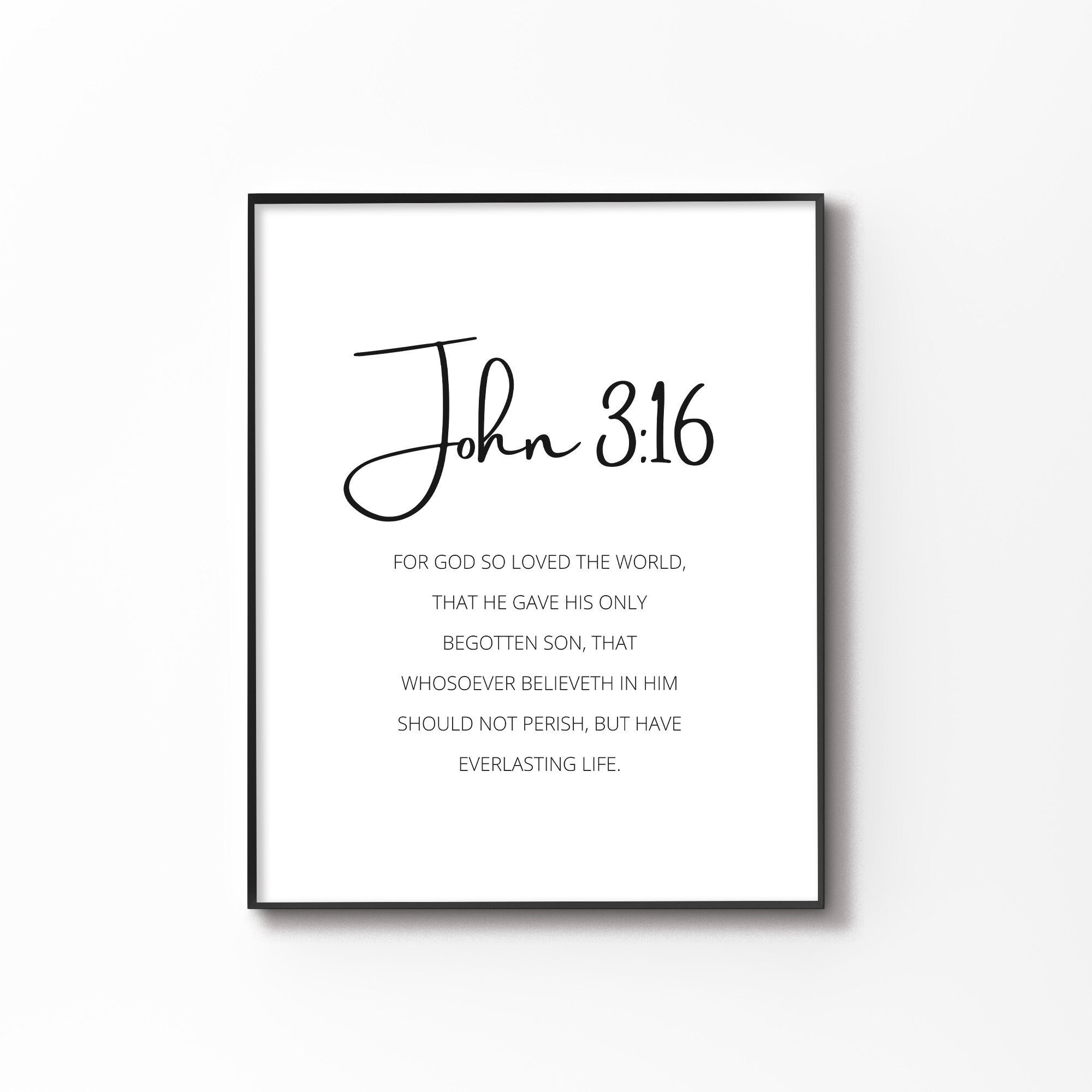 John 3:16 for God so Loved the World Wall Art Print - Etsy