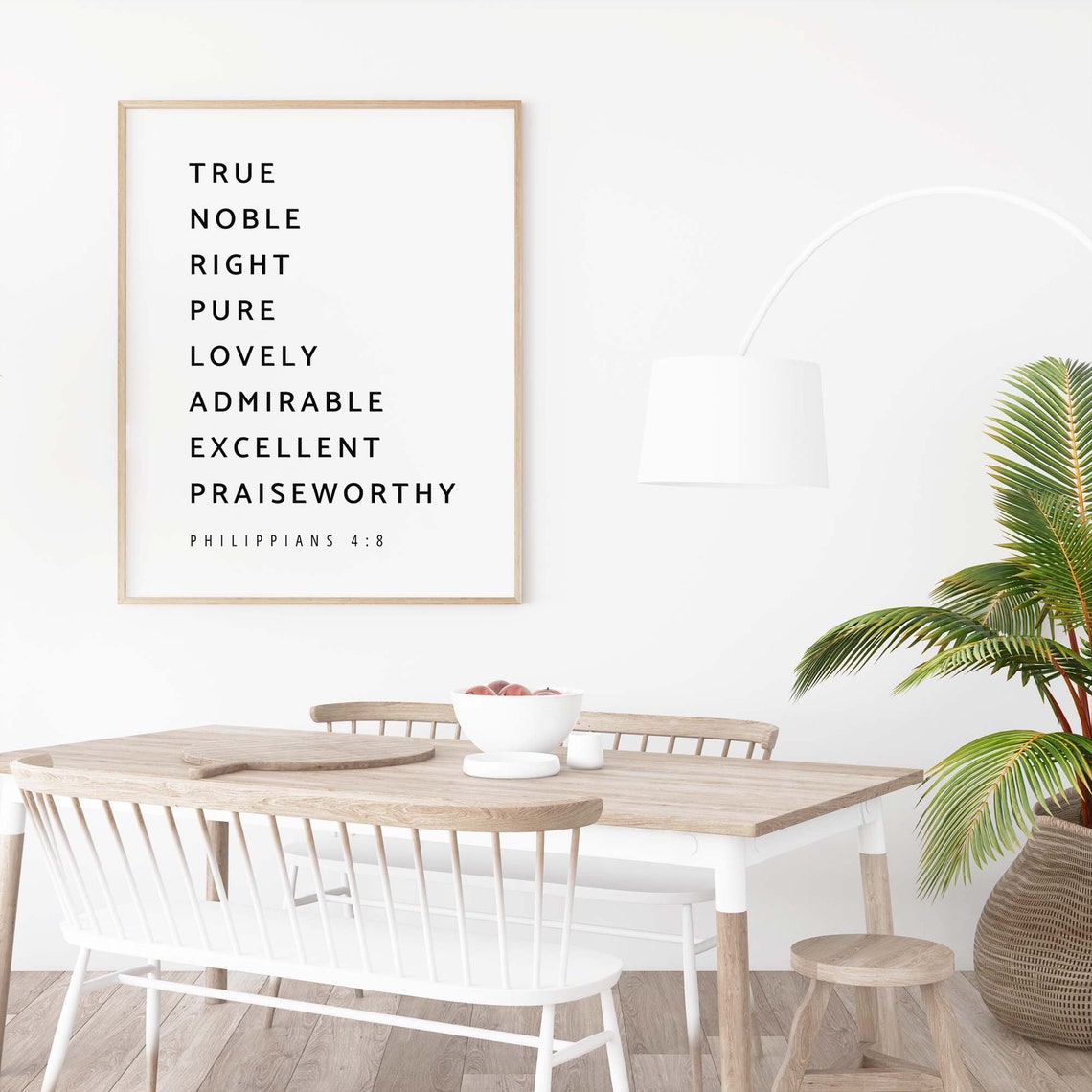 Philippians 4:8 Wall Art Whatever is True Bible Verse Wall | Etsy