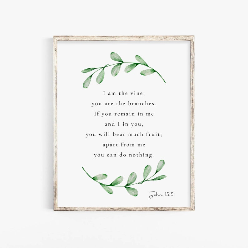 John 15:5 Bible Verse Print Botanical Scripture Wall Art - Etsy