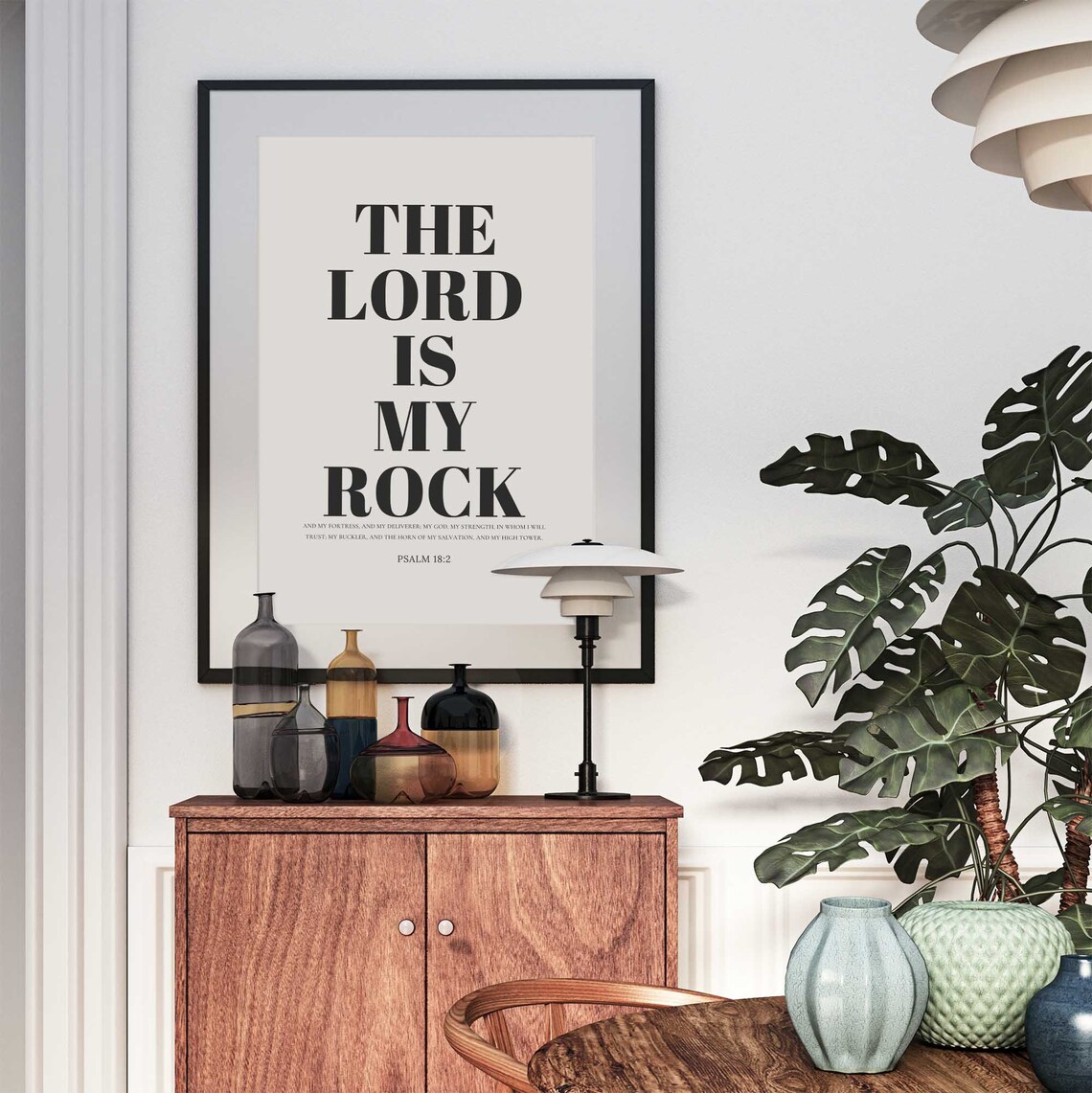 Psalm 18:2 Minimal Christian Wall Art The Lord is my Rock | Etsy