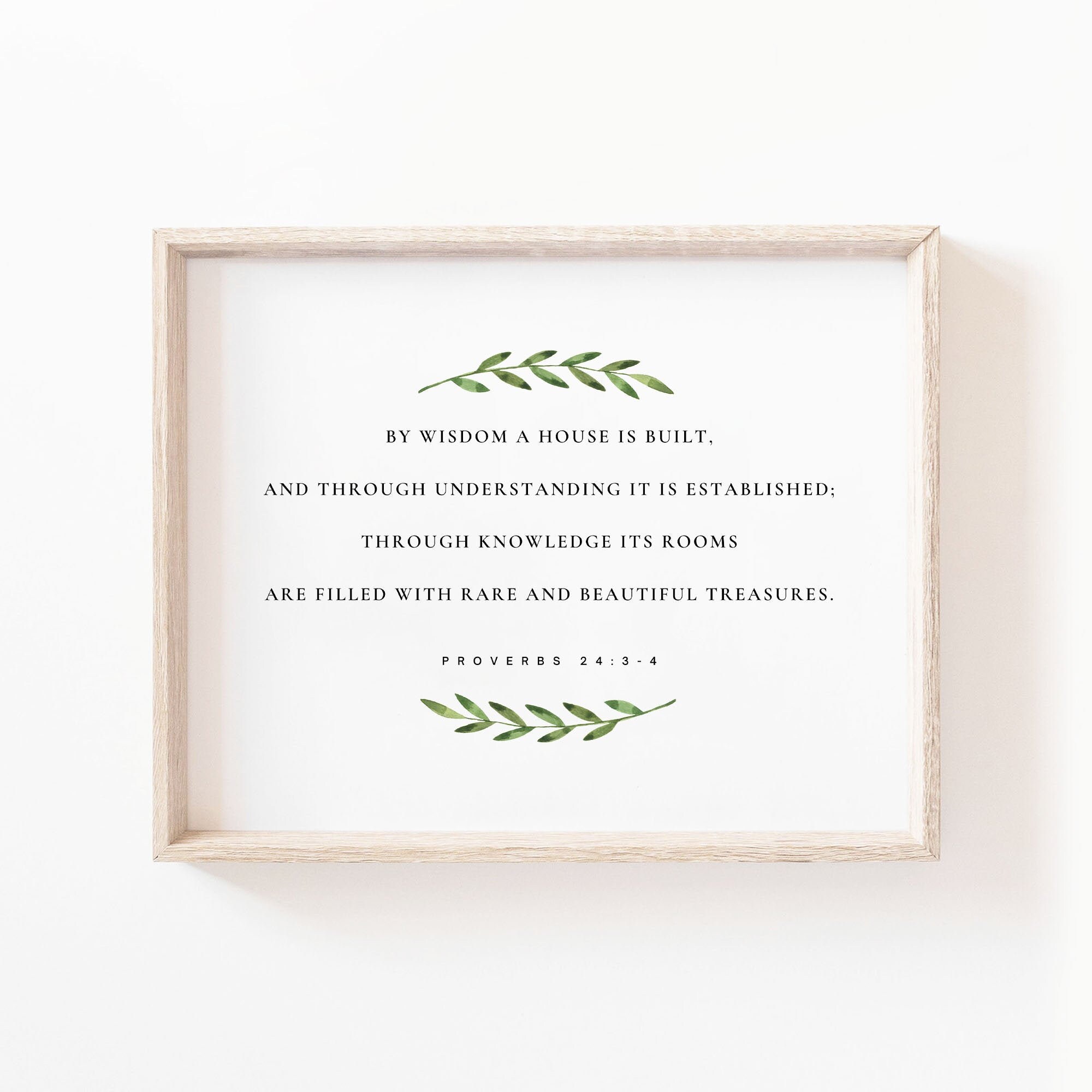 Proverbs 24:3-4 Wall Art Bible Verse Print Botanical | Etsy