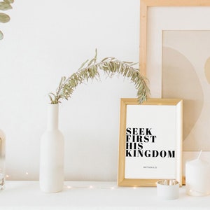 Seek First His Kingdom, Matthew 6:33, Christian Wall Art, Quote Art ...