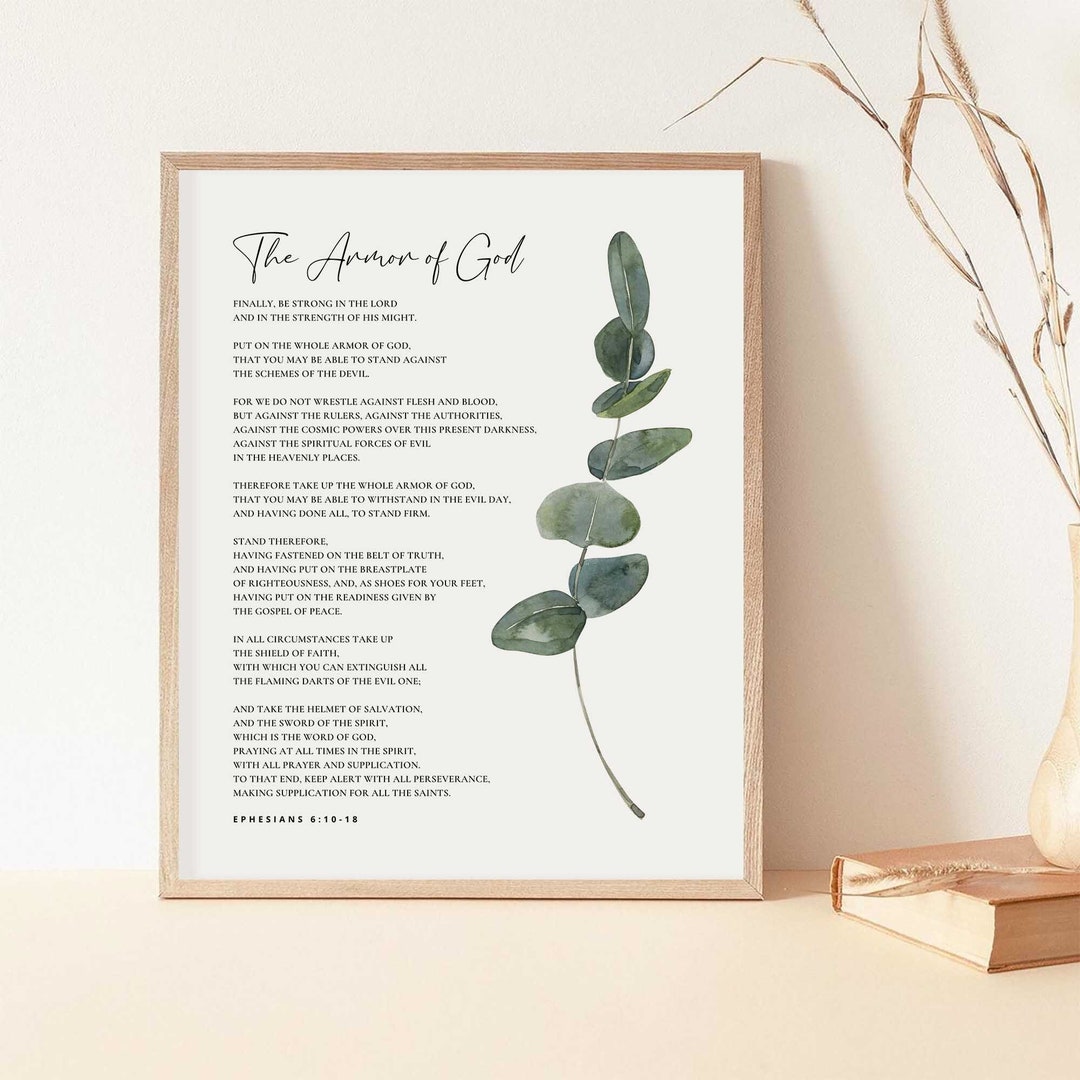 Armor of God Ephesians 6:10-18 Bible Verse Wall Art Christian Prayer ...