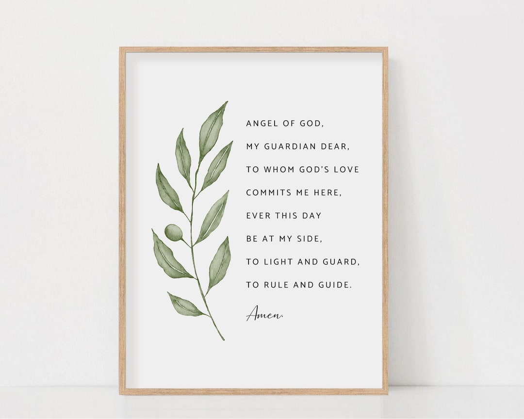 Angel of God My Guardian Dear Prayer Wall Art Print, Guardian Angel ...