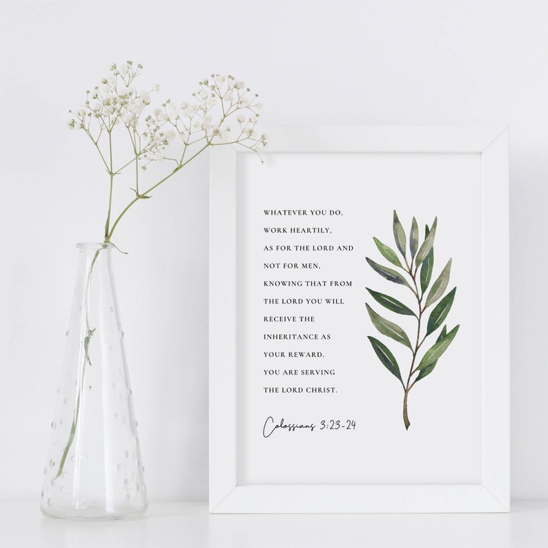 Colossians 3:23-24 Botanical Bible Verse Print (digital Download) - Etsy