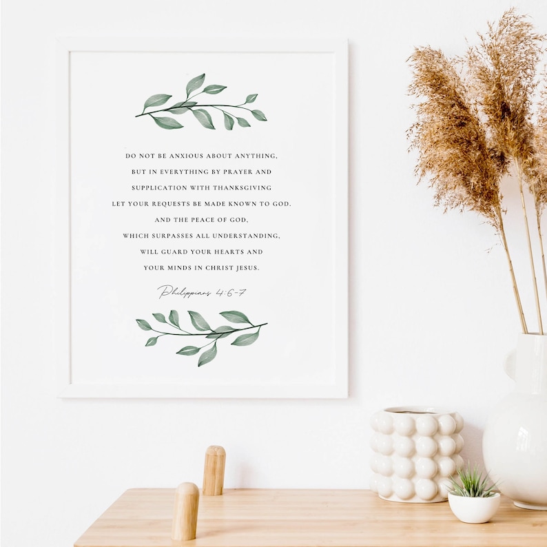 Philippians 4:6-7 Wall Art Bible Verse Wall Art Print | Etsy
