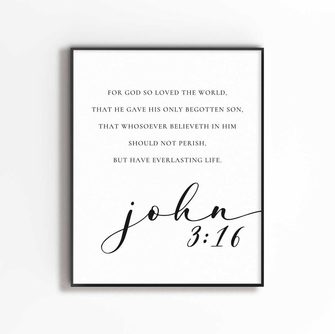 John 3:16, for God so Loved the World, Minimal Christian Wall Art ...
