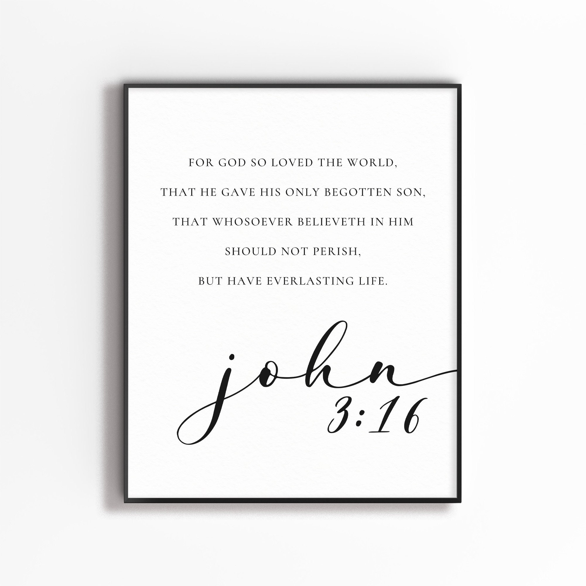 John 3:16 for God so Loved the World Minimal Christian Wall | Etsy
