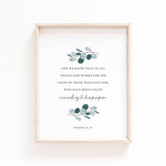 Romans 8:28 Wall Art Bible Verse Wall Art Print Botanical - Etsy