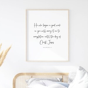Philippians 1:6 He Who Began a Good Work Bible Verse Printable Wall Art ...