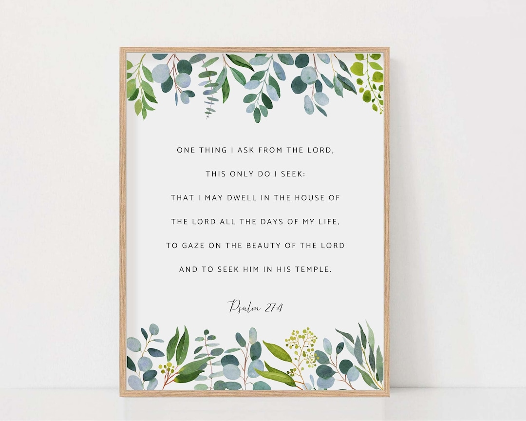 Psalm 27:4 Bible Verse Wall Art Botanical Scripture Print for Christian ...