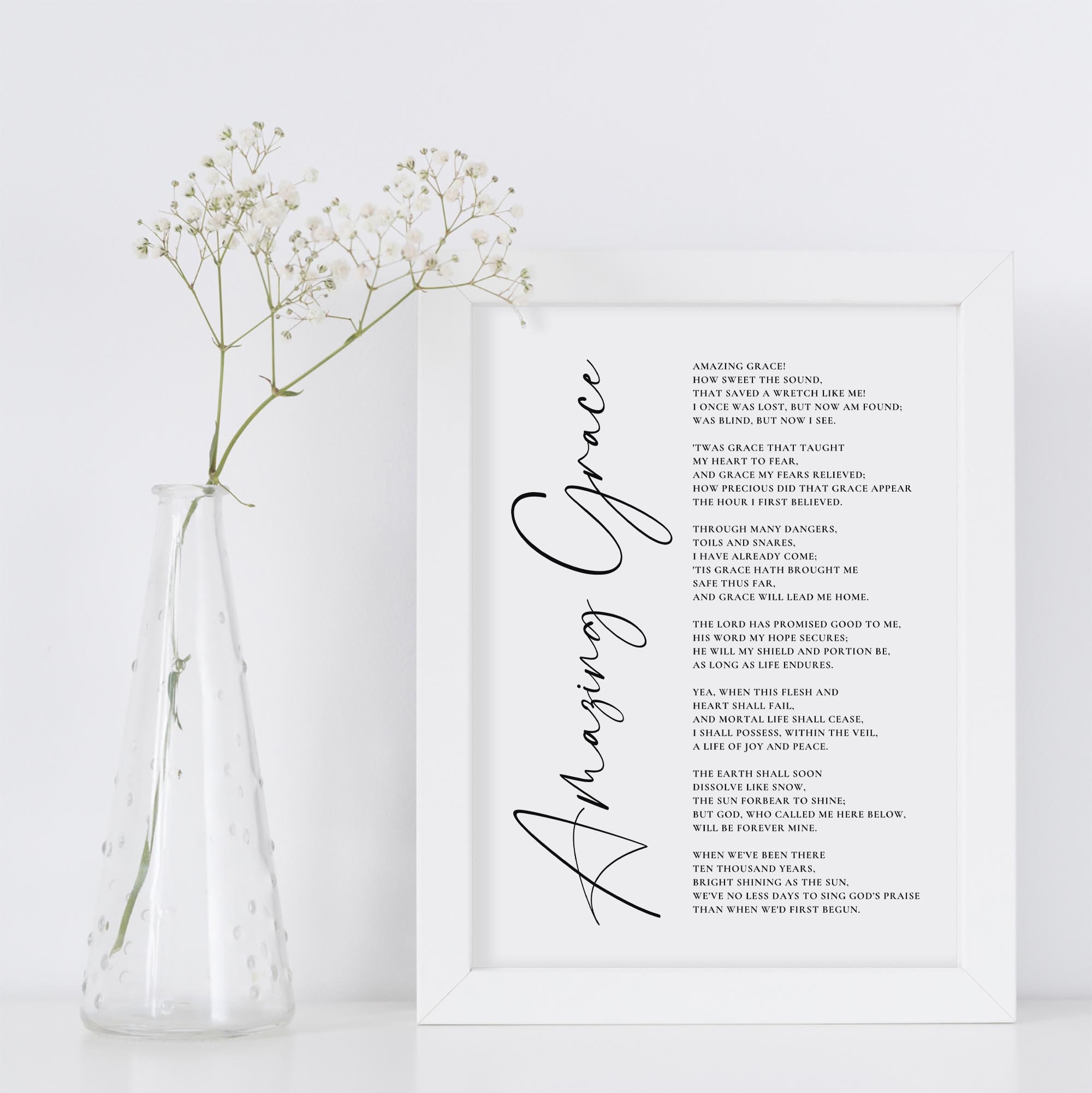 Amazing Grace Printable Wall Art, Christian Hymn Printable, Amazing ...
