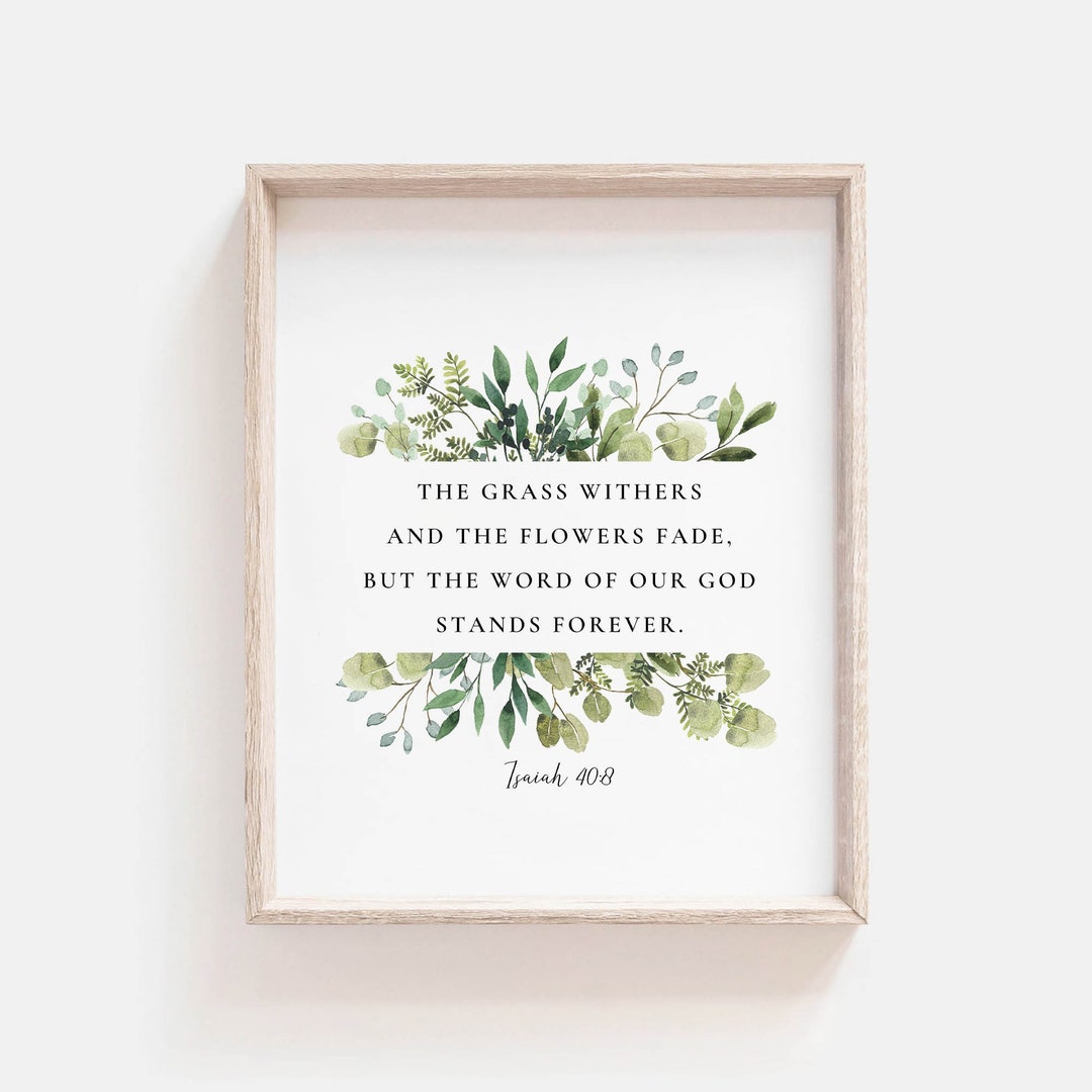 Isaiah 40:8 Bible Verse Wall Art Watercolor Botanical Scripture Sign ...