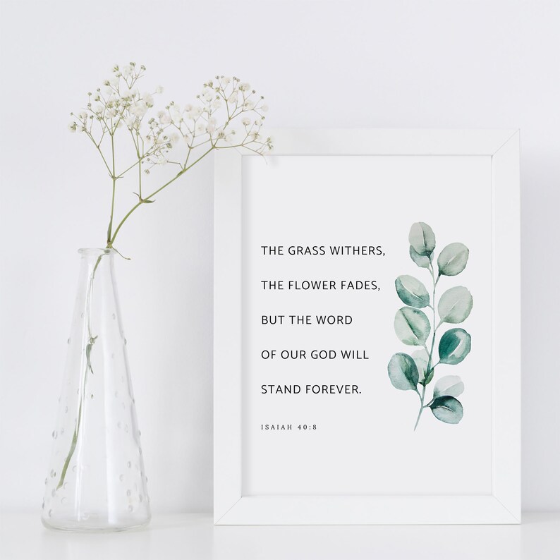 Isaiah 40:8 the Grass Withers Bible Verse Wall Art Botanical - Etsy