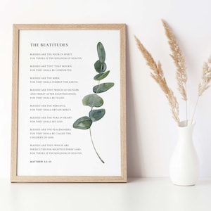 The Beatitudes Matthew 5:3-10 Christian Blessings Wall Art Print, Bible ...
