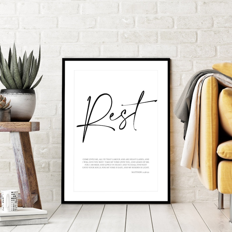 Come Unto Me I Will Give You Rest Print Matthew 11:28-30 | Etsy