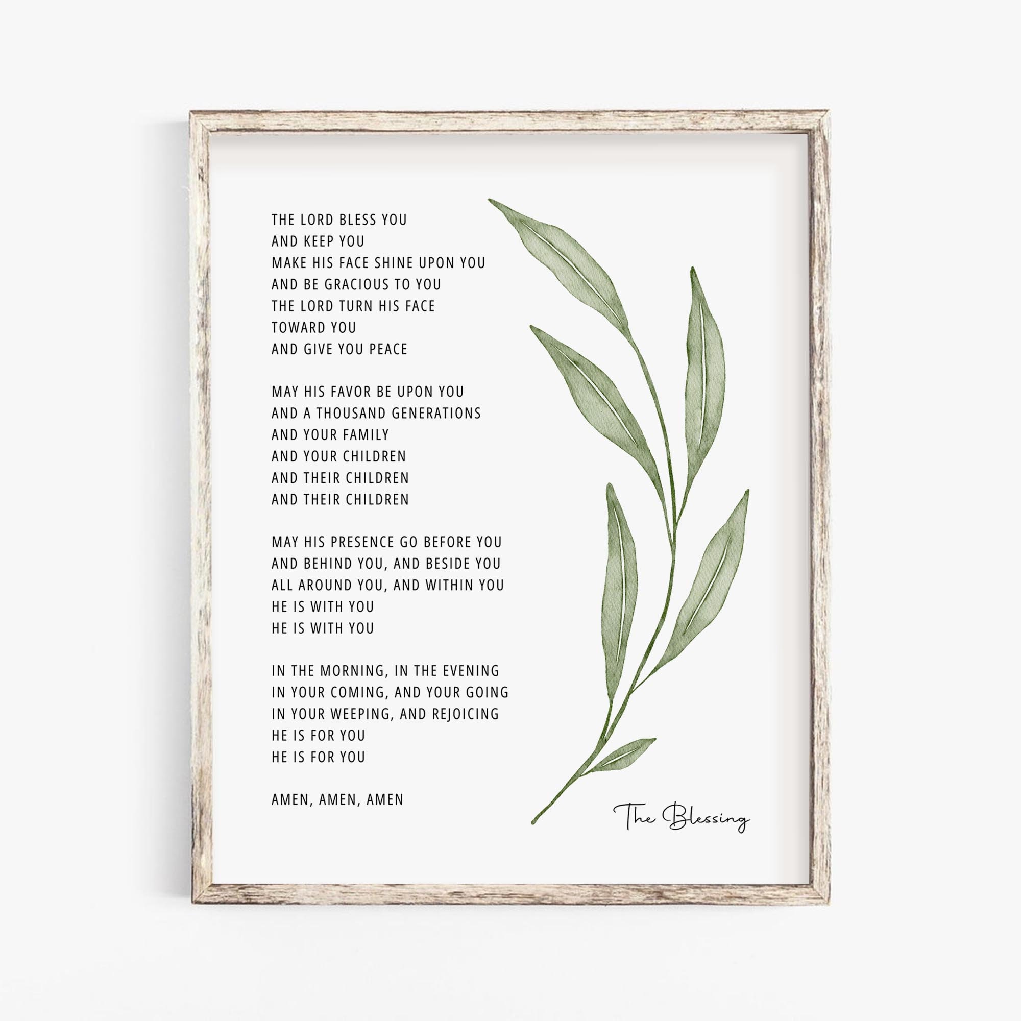 The Blessing Elevation Worship Lyrics Wall Art Print, Numbers 6:24-26 ...
