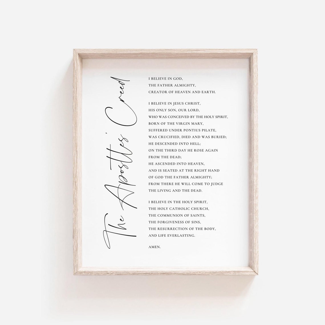The Apostles Creed Print: Bible Verse Wall Art (digital Download) - Etsy