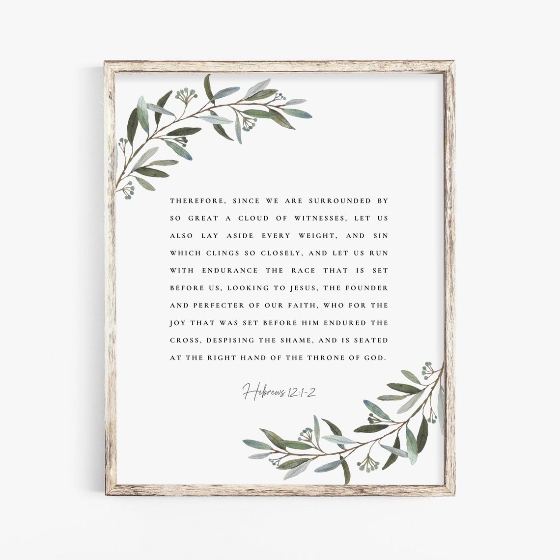 Hebrews 12:1-2 Bible Verse Print Botanical Scripture Wall Art | Etsy