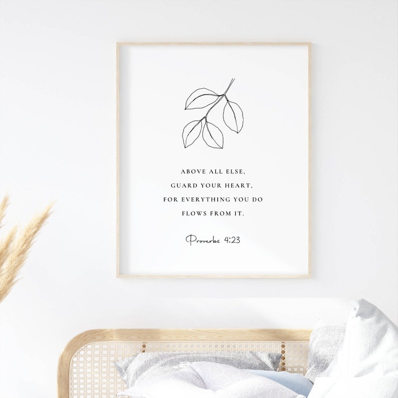Proverbs 4:23 Wall Art Bible Verse Wall Art Print Botanical - Etsy