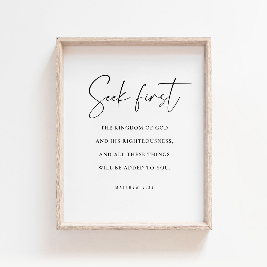 Matthew 6:33 Minimal Christian Wall Art, Bible Verse Poster, Seek First ...