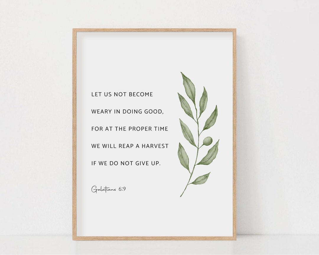 Galatians 6:9 Bible Verse Wall Art Watercolor Botanical Scripture Sign ...