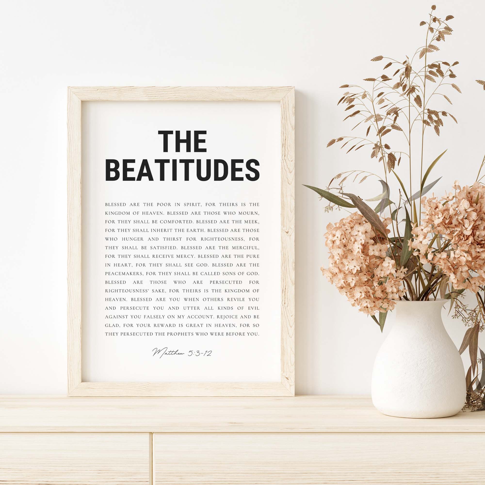 The Beatitudes Matthew 5:3-12 Christian Blessings Wall Art - Etsy