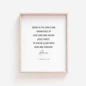 2 Peter 3:18 Grow in Grace Scripture Wall Art Print, Christian Wall Art ...