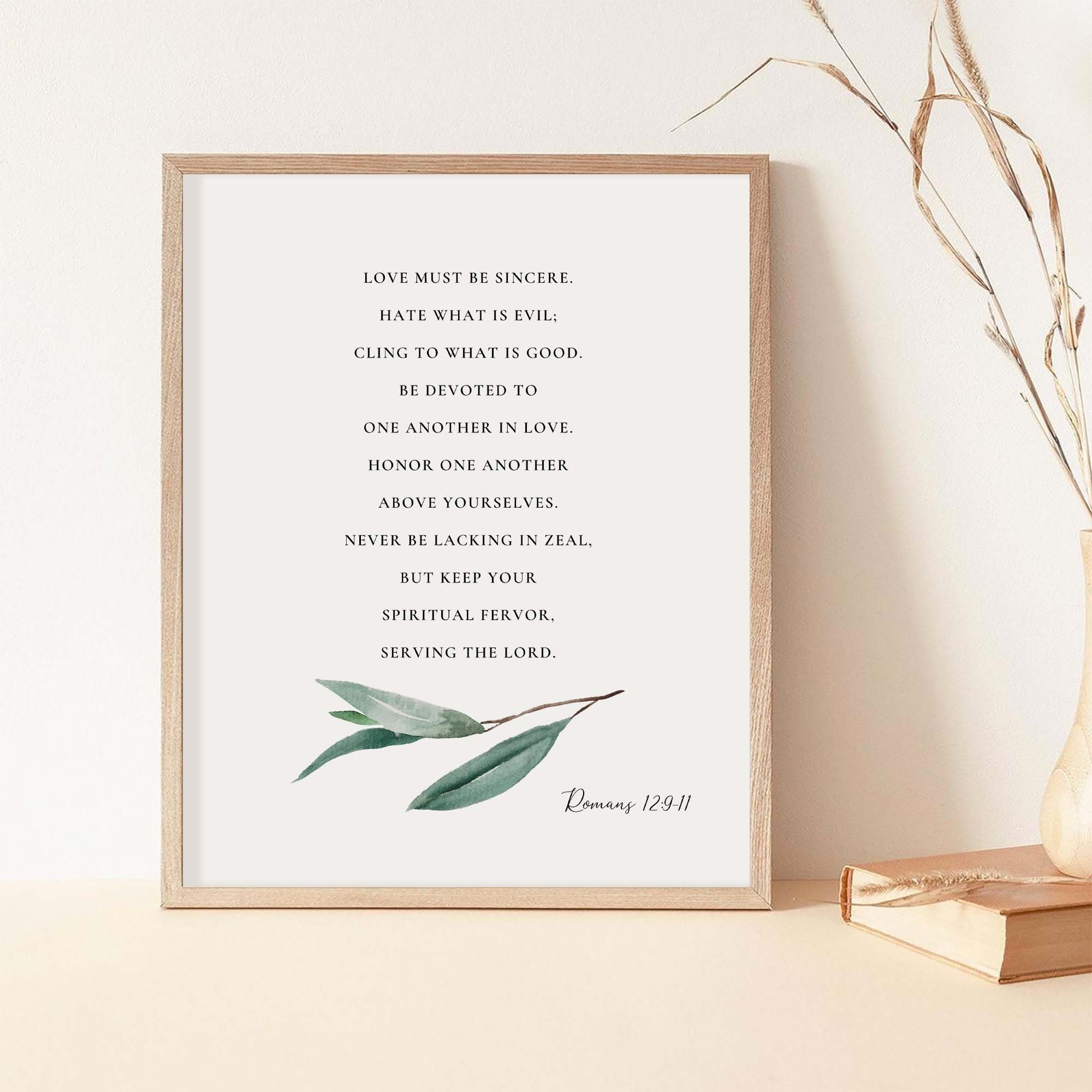 Romans 12:9-11 Wall Art Bible Verse Wall Art Print Botanical | Etsy