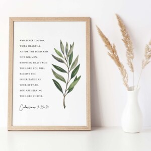 Colossians 3:23-24 Botanical Bible Verse Print (digital Download) - Etsy