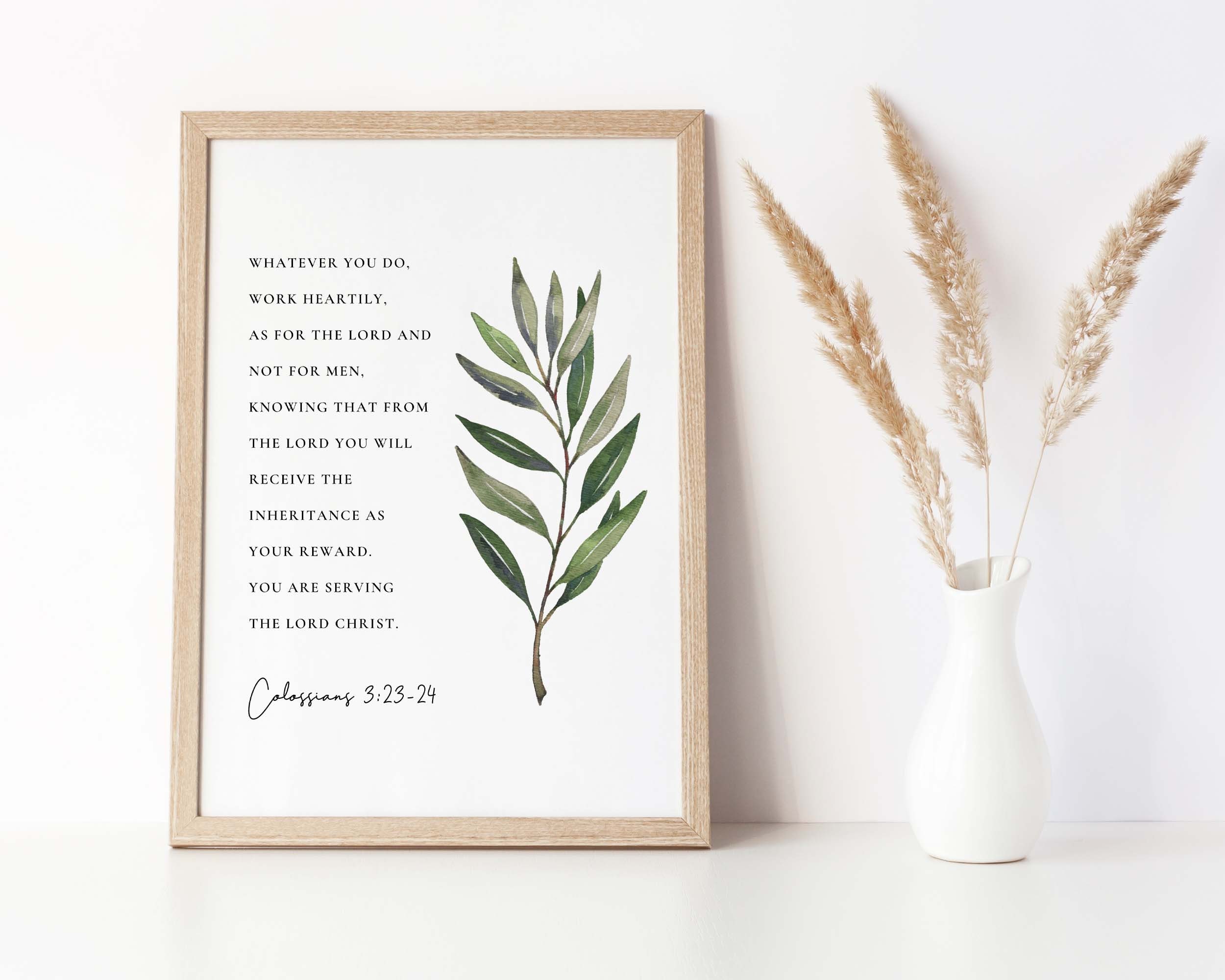 Colossians 3:23-24 Botanical Bible Verse Print (digital Download) - Etsy