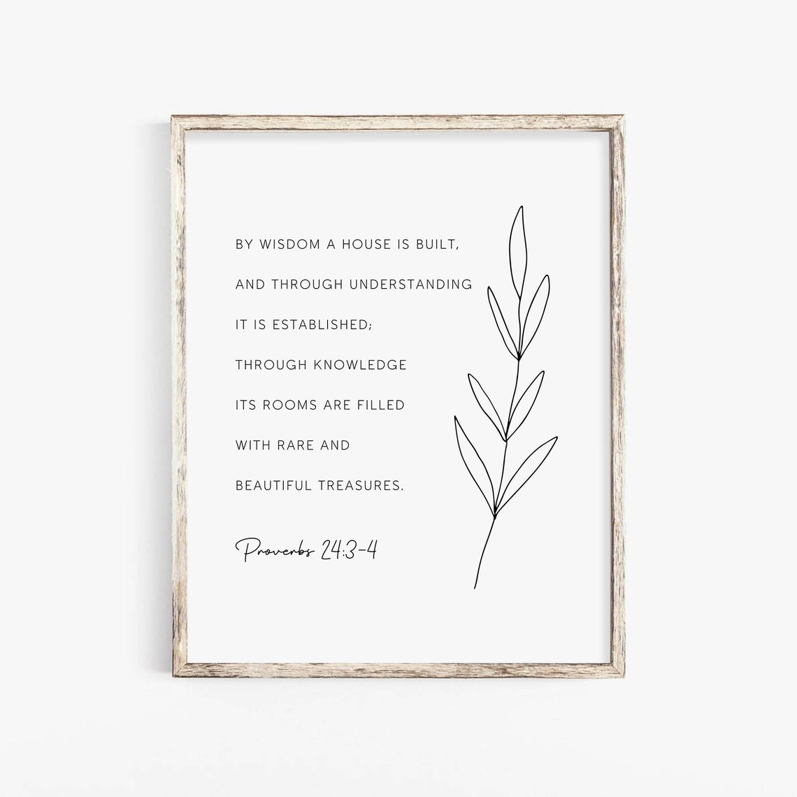 Proverbs 24:3-4 Bible Verse Wall Art Print Botanical | Etsy