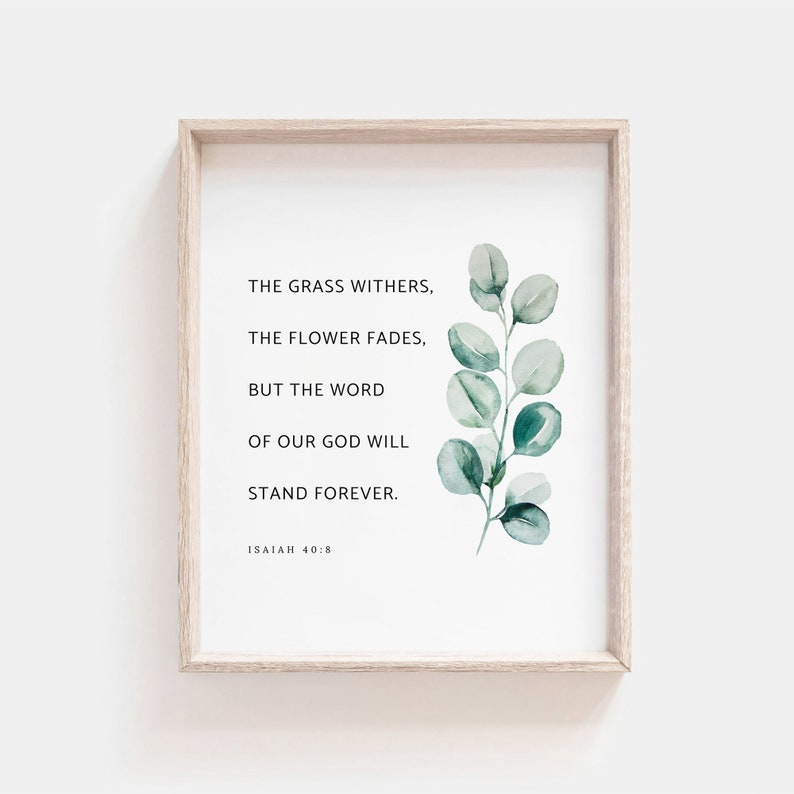 Isaiah 40:8 the Grass Withers Bible Verse Wall Art Botanical - Etsy