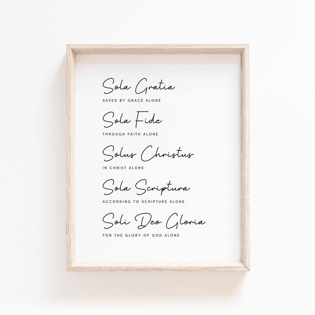 The Five Solas Wall Art, 5 Solas Print, Christian Home Scripture Sign ...