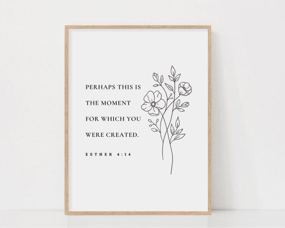 Esther 4:14 Bible Verse Print Botanical Scripture Wall Art - Etsy