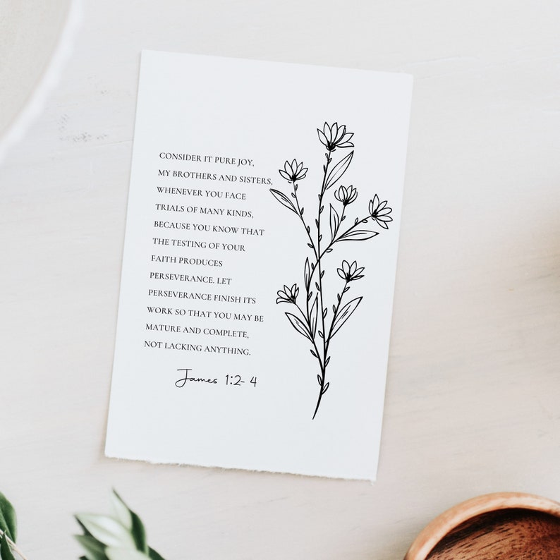 James 1:2-4 Consider it pure joy my brothers and sisters | Etsy