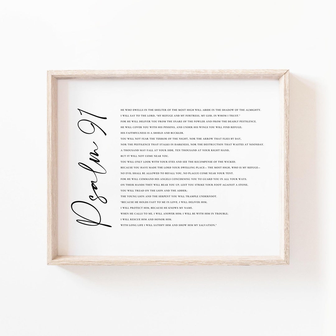 Psalm 91 Wall Art, Bible Verse Print, He Who Dwells in the Shelter ...