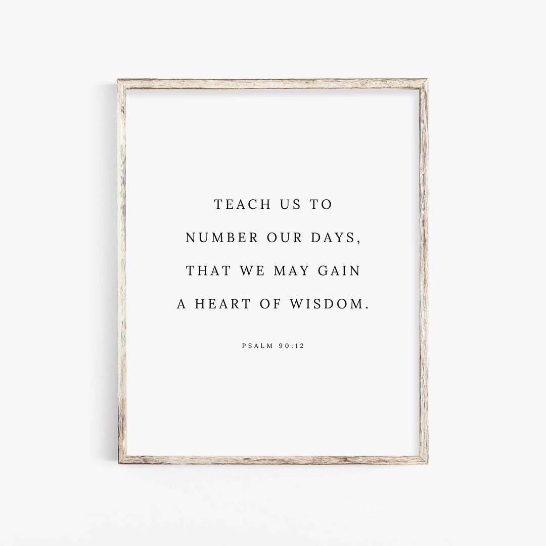 Psalm 90:12 Minimal Bible Verse Wall Art Modern Scripture Printable ...