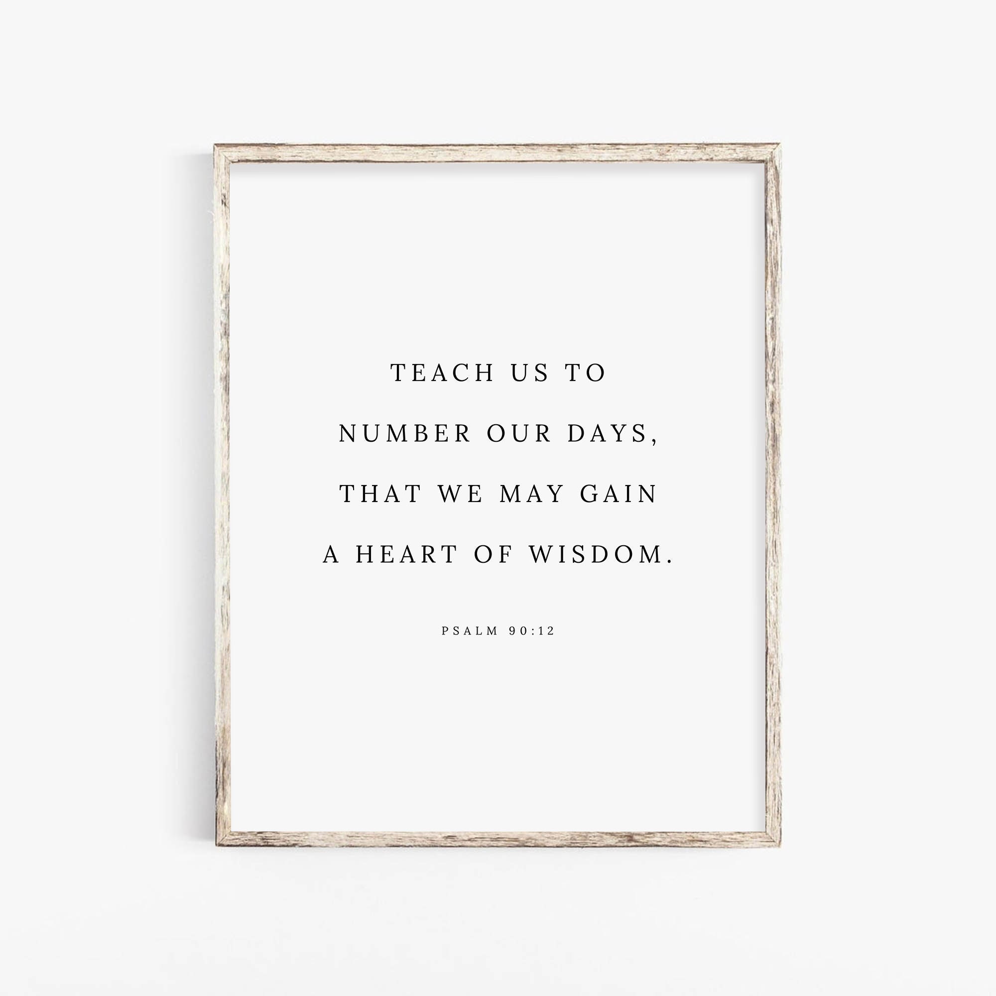 Psalm 90:12 Minimal Bible Verse Wall Art Modern Scripture Printable ...