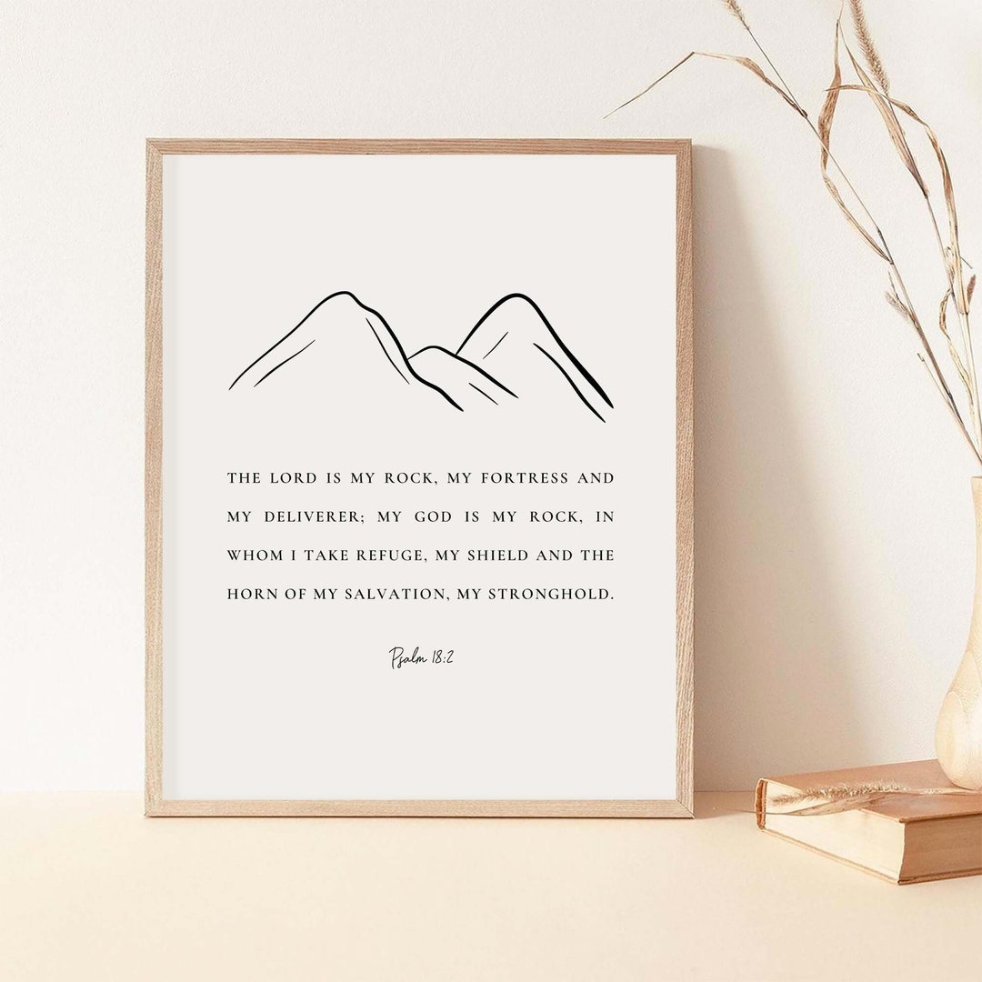 Psalm 18:2 the Lord is My Rock Bible Verse Wall Art Mountain Scripture ...