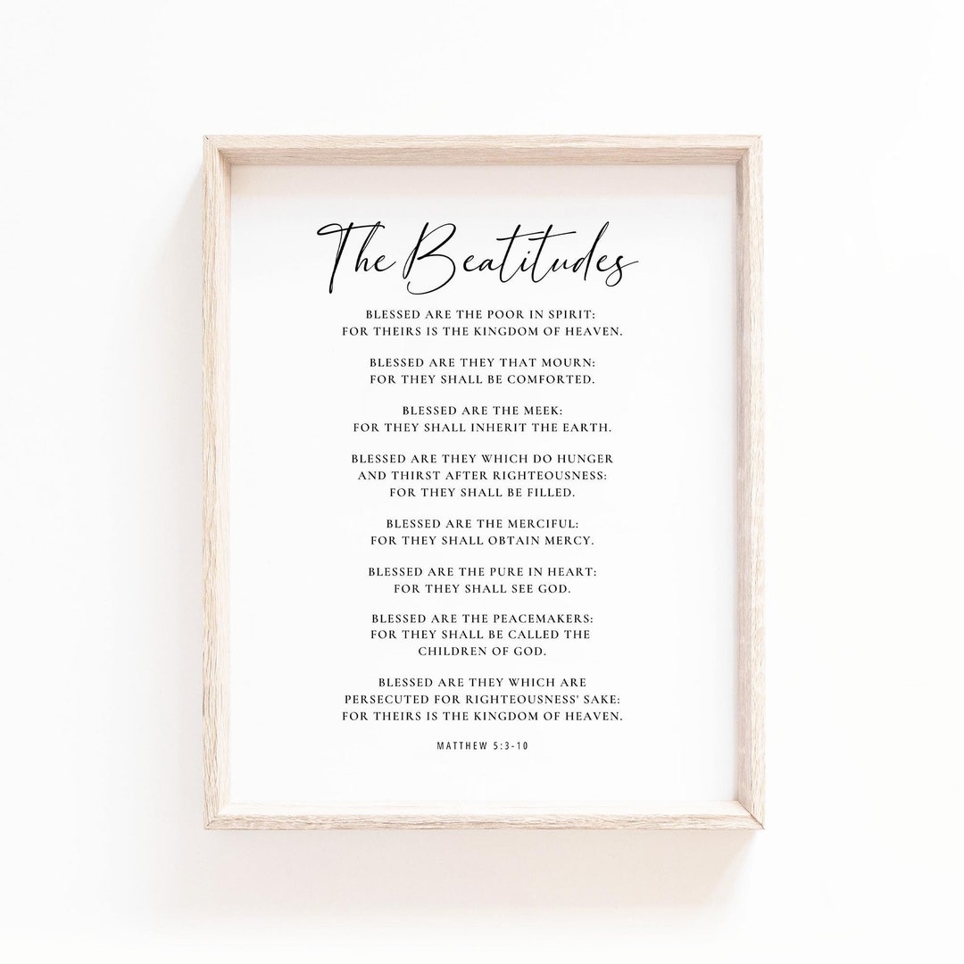The Beatitudes Matthew 5:3-10 Bible Verse Wall Art Scripture Print for ...
