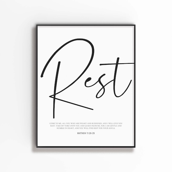 I Will Give You Rest Matthew 11:28-29 Bible Verse Printable | Etsy