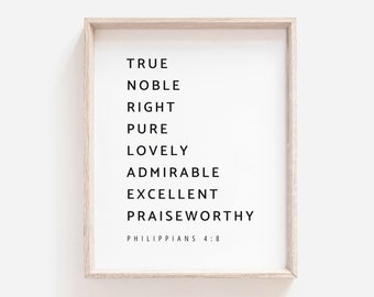 Philippians 4:8 Whatever is True Colorful Wall Art Scripture Art Bible ...