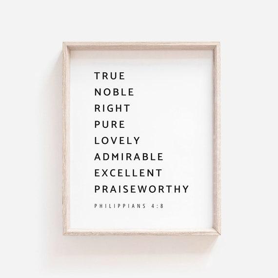 Philippians 4:8 Wall Art Whatever is True Bible Verse Wall | Etsy