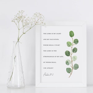 Psalm 27:1 Wall Art Print, Botanical Scripture Print for Christian Home ...