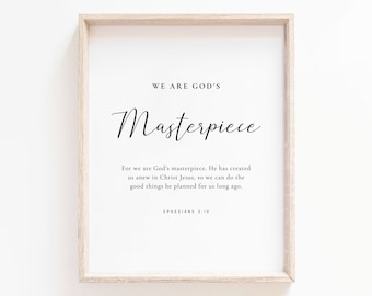 Ephesians 2:10 We Are God's Masterpiece Floral Line Wall - Etsy