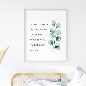 Isaiah 40:8 the Grass Withers Bible Verse Wall Art Botanical Scripture ...